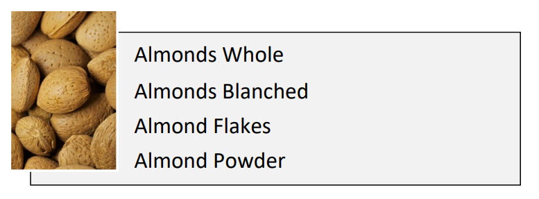 Almonds - AMEXY GT. Distributor & Supplier in Seychelles, Maldives, & UAE